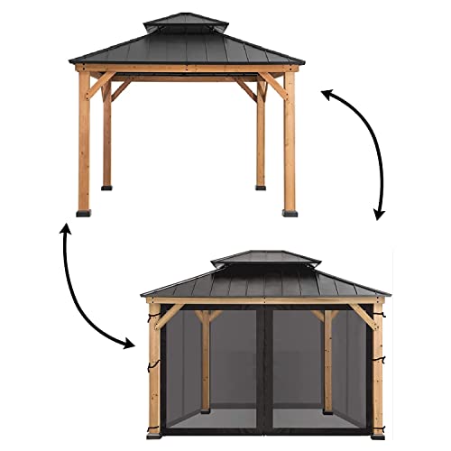 SunCula Replacement Gazebo Mosquito Netting Screen with Zipper for Patio Outdoor,Garden and Backyard (12'x12', Black, Only Netting)