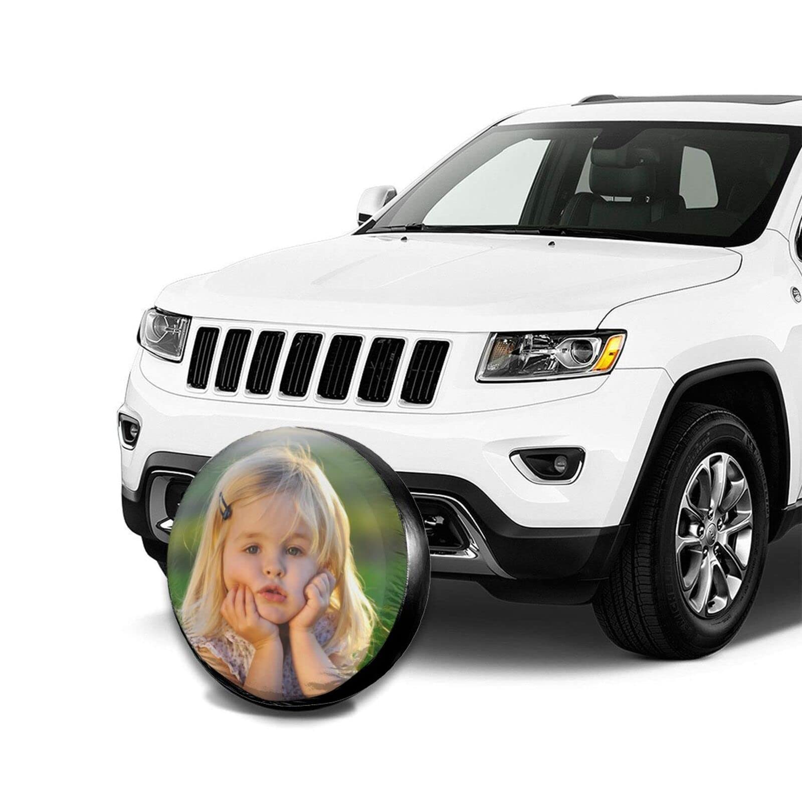 Custom Spare Tire Cover 17 Inch Personalized Text Image Wheel Covers Waterproof Universal Tire Protectors Cover for Jeep Wrangler Travel Trailers Camper RV SUV Truck