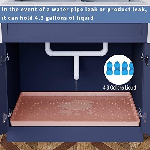 AIKEXIN Under Sink Mat for Kitchen Waterproof, 34" x 22" Silicone Under Sink Liner Drip Tray, Patent Design, Sink Cabinet Protector Mats for Kitchen & Bathroom Water Drips, Leaks, Spills (Brown)
