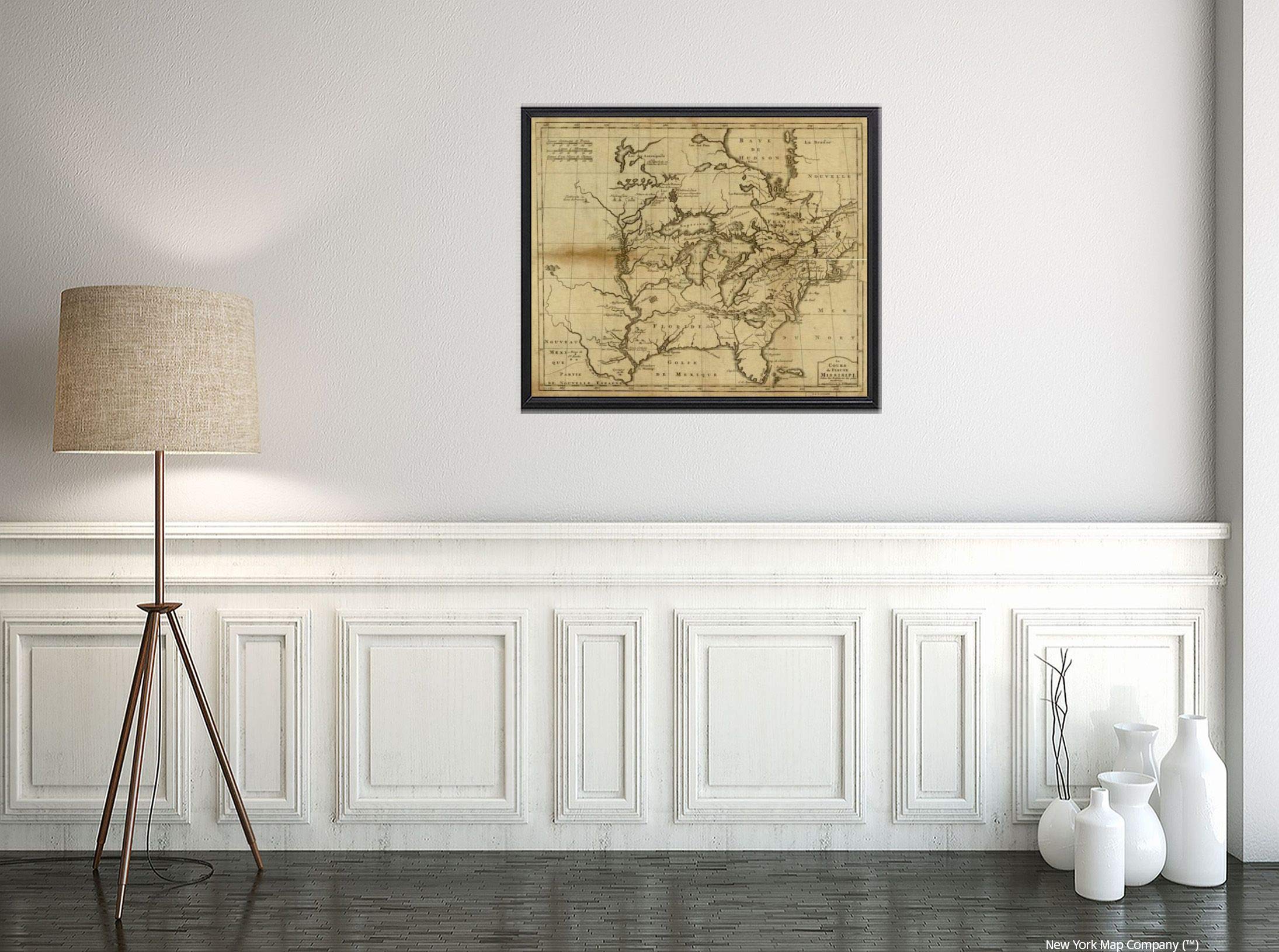 INFINITE PHOTOGRAPHS 1737 Map| Mississippi River Valley|North America|United States| Le Cours du fleuve Mis