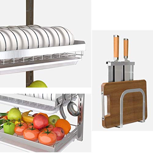FEHUN Sinks,Wall-Mounted Kitchen Shelf,3-Layer 201 Stainless Steel Drain Rack,Dish Rack on The Wall Without Perforation