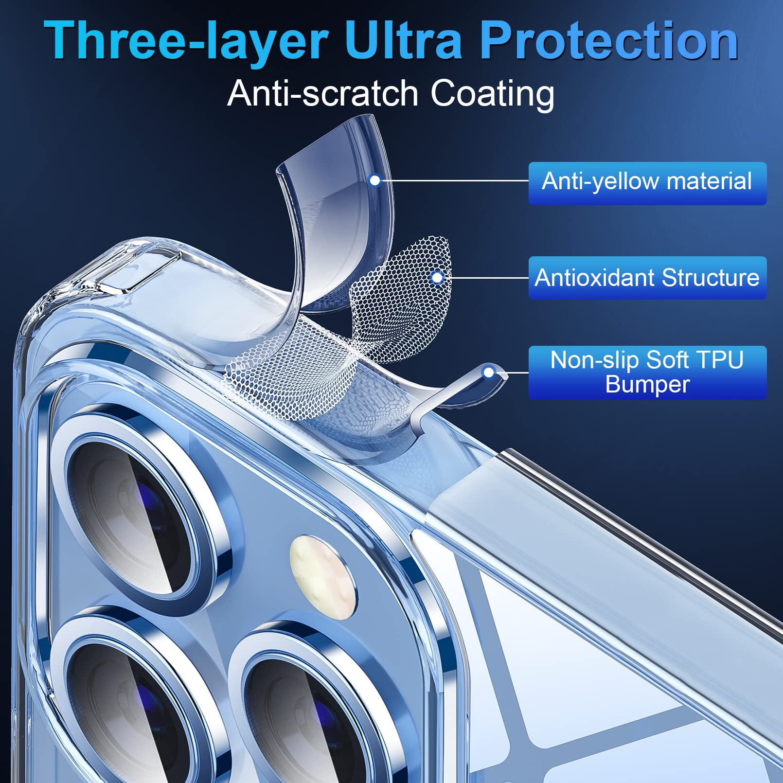SUCGLES for iPhone 13 Pro Case with MagSafe [Ultra Strong Magnetic] [12FT Military Drop Protection] [Shockproof Bumper] Slim Thin Mag Safe Phone Cover 6.1" for Apple 13pro (Clear/Magnet)
