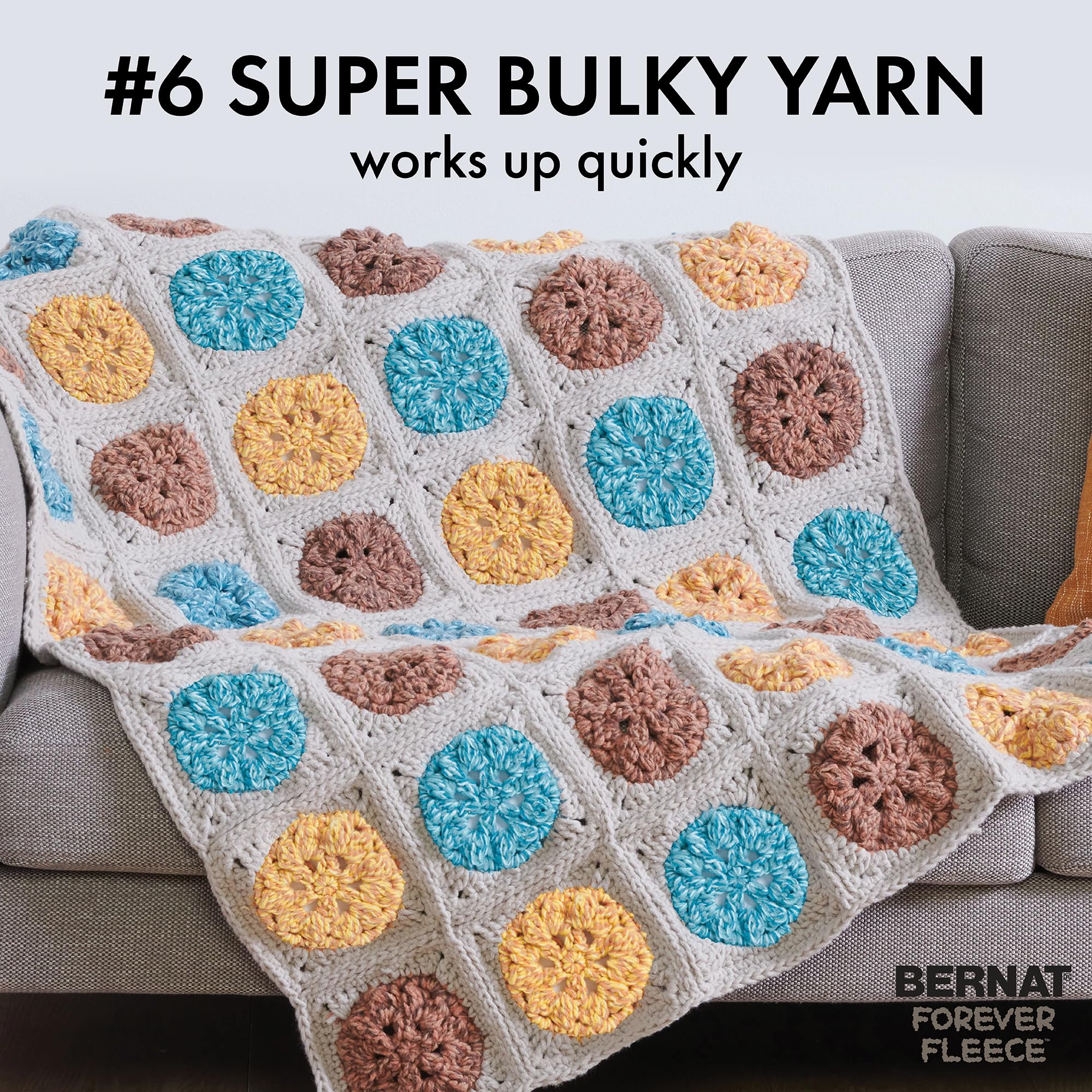 Bernat Forever Fleece White Noise Yarn - 2 Pack of 280g/9.9oz - Polyester - 6 Super Bulky - 194 Yards - Knitting/Crochet
