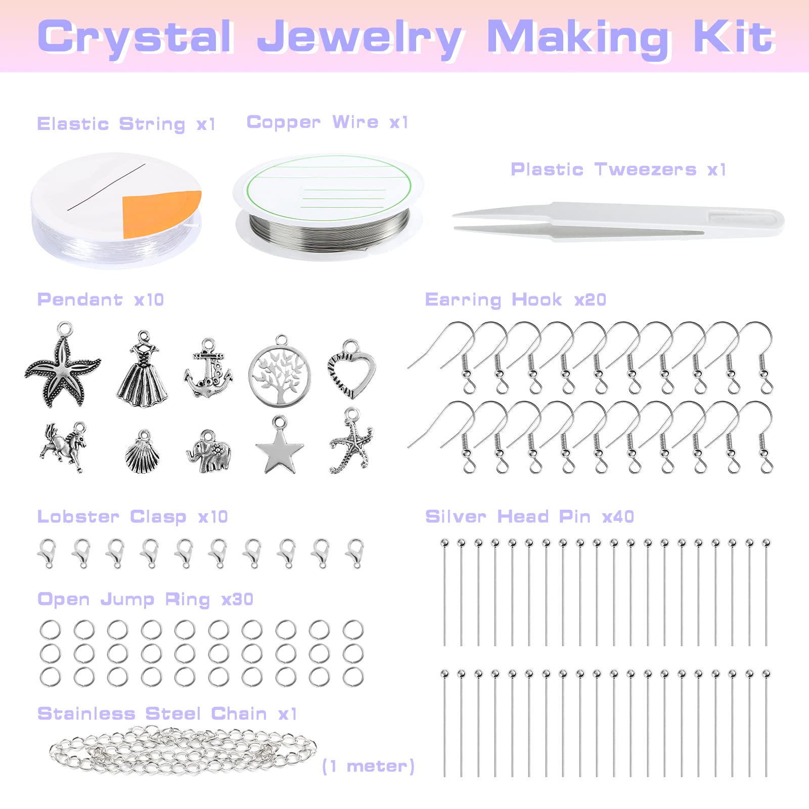 Naler 800Pcs 25 Colors Crystal Beads for Jewelry Making, Crystal Gemstone Beads Ring Making Kit with Supplies for DIY Craft Jewelry Bracelet Necklace Ring Making