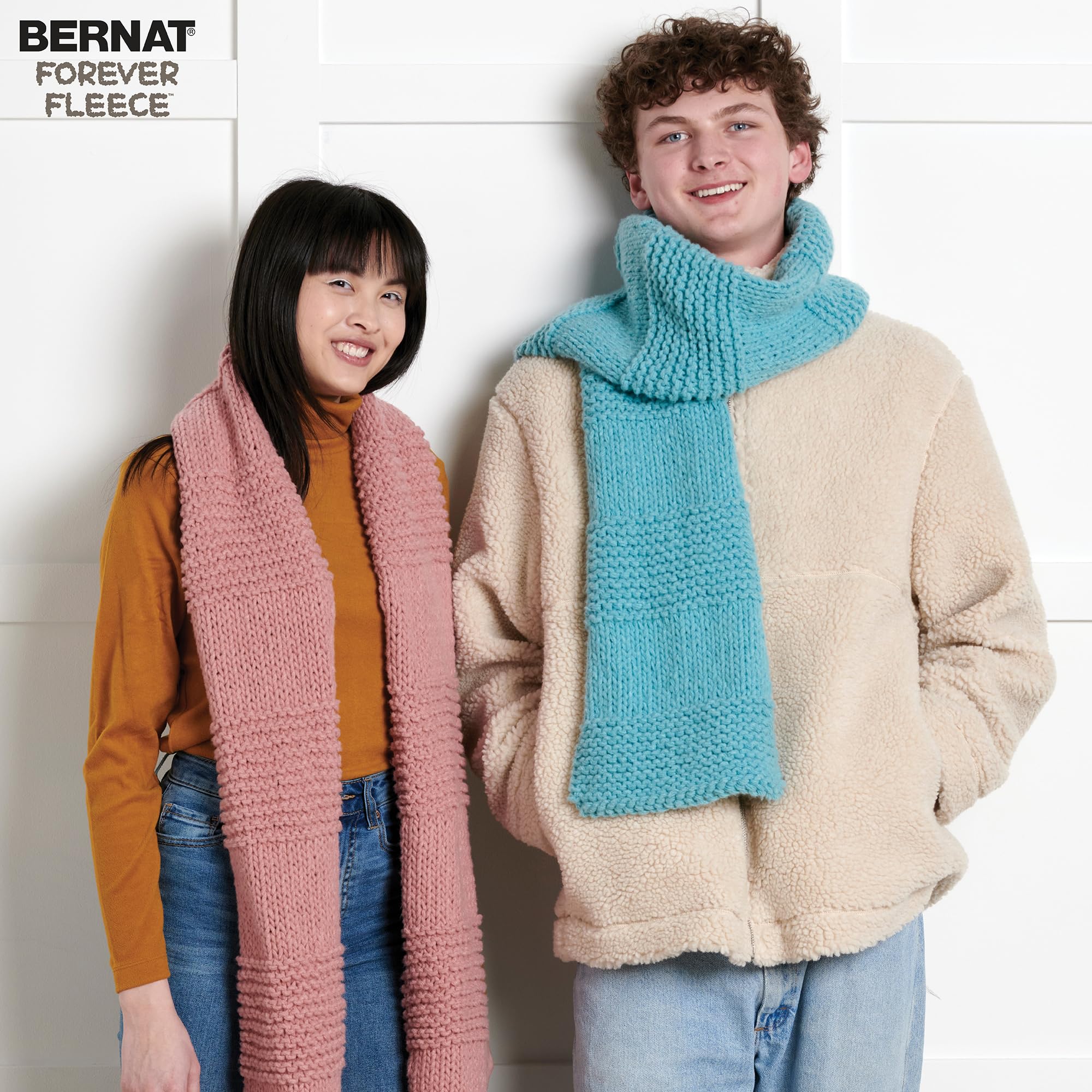 Bernat Forever Fleece White Noise Yarn - 2 Pack of 280g/9.9oz - Polyester - 6 Super Bulky - 194 Yards - Knitting/Crochet