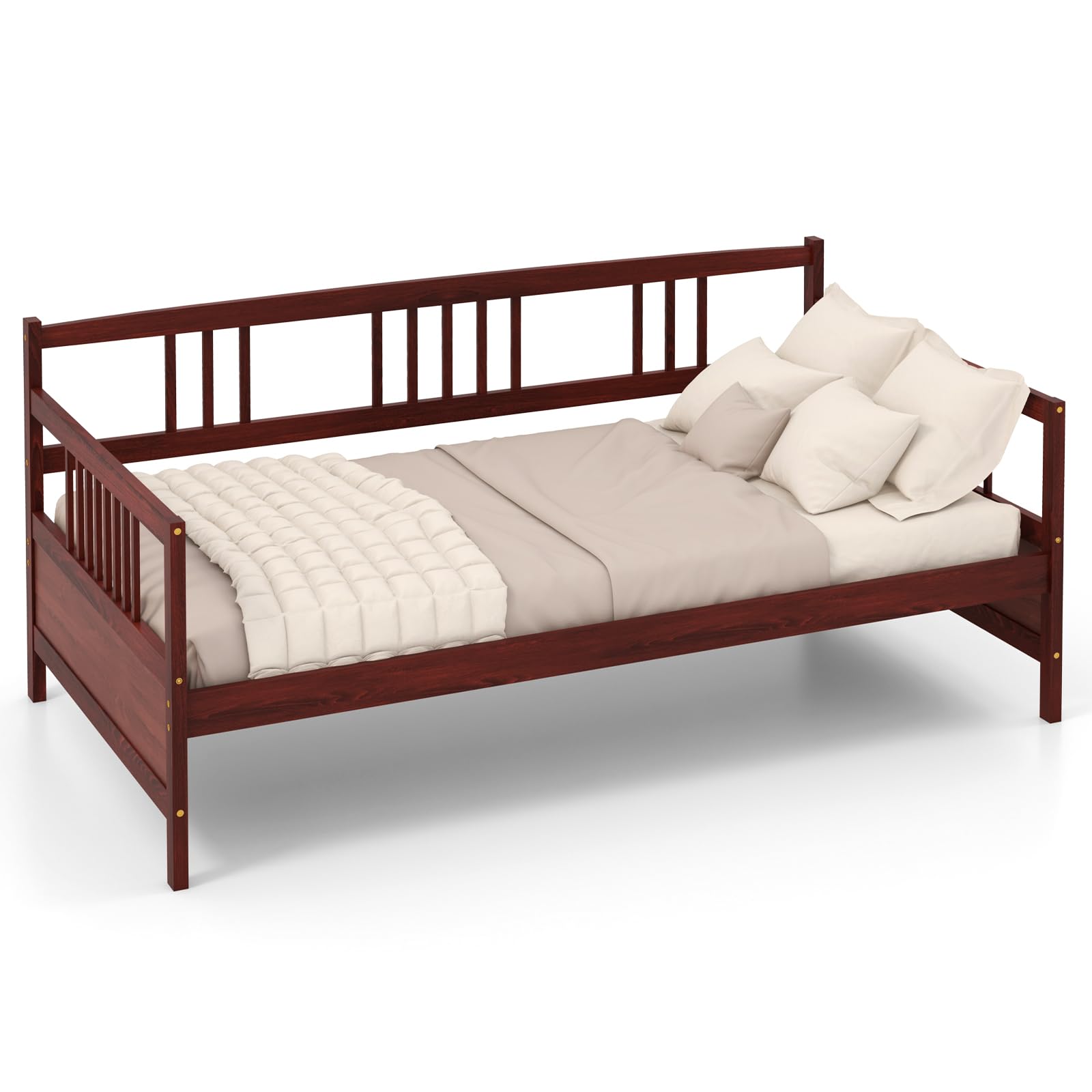 KOMFOTT Wood Daybed Frame Twin Size, Sofa Day Bed Frame with Wooden Slats Support, No Box Spring Needed, Twin Daybed Frame for Bedroom Living Guest Room (Mattress Not Included)