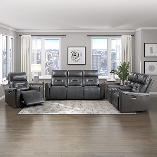 Lexicon Edelweiss Power Double Reclining Loveseat, Dark Gray