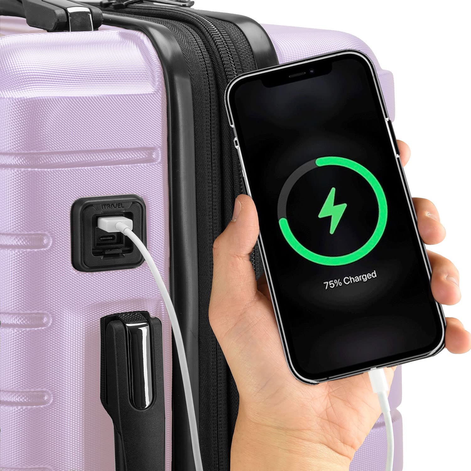 Traveler's Choice Archer Polycarbonate Hardside Spinner Luggage Set, Tie Down Straps, Purple, Carry-On 21-Inch