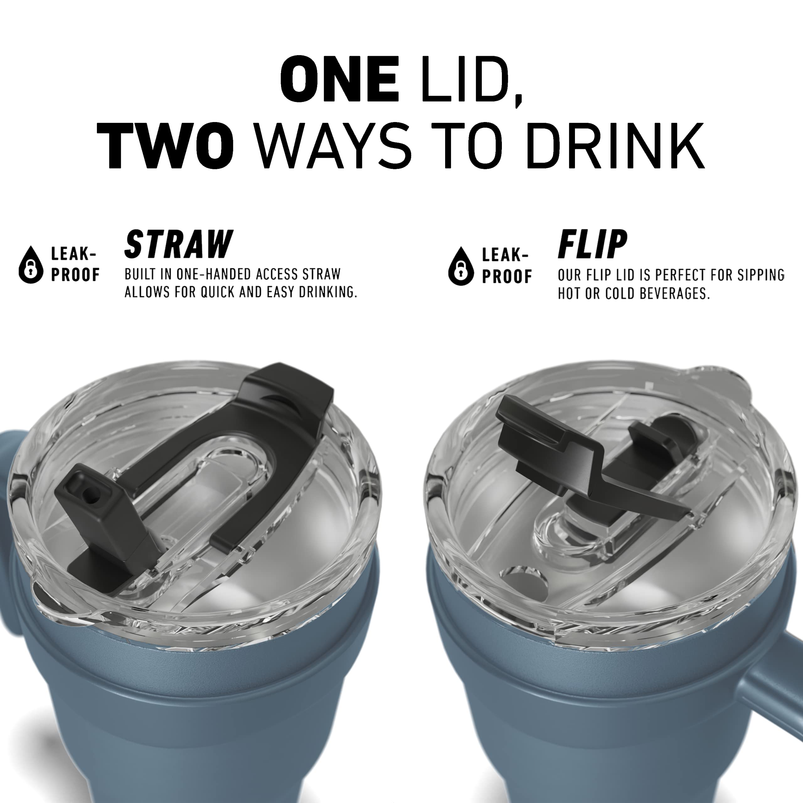 Hydrapeak Roadster 40oz Stainless Steel Tumbler Double Wall Vacuum Insulated Water Bottle With Handle And 2 in 1 Straw Lid (Aqua)