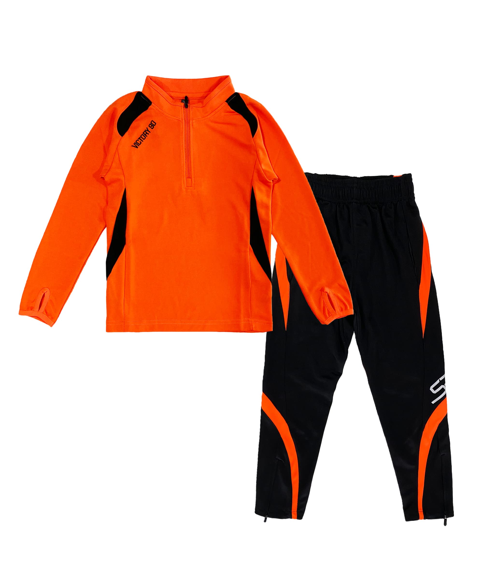 Hiheart Boys Quick Dry Long Sleeve Jogger Set 2 Piece Athletic Tracksuit Orange 6-7