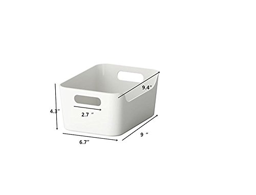 Pantry Organization And Storage Baskets, Open Storage Box Under Sink Organizers,Kitchen Cabinet and Pantry Storage Organizer Bin - two cut-out handles that make 9.4 x 6.7 x 4.3 Inches (White)