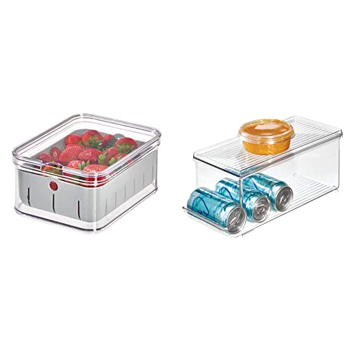 iDesign Crisp Plastic Refrigerator and Pantry Modular Bin with Removable Inner Basket