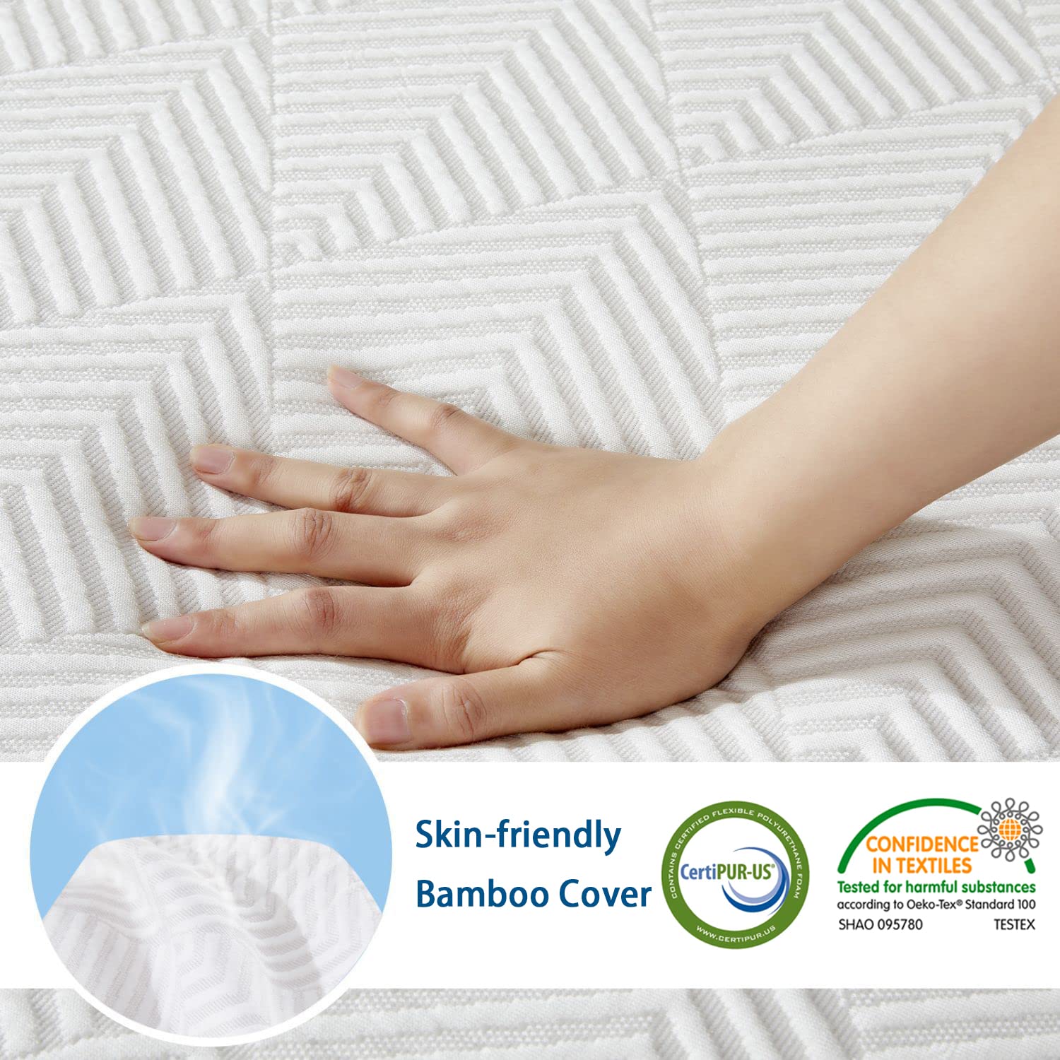MyAnts Folding Mattress - 4 inch Portable Tri-Fold Cooling-Gel Memory Foam Foldable Mattress Topper with Washable Soft Cover Non-Slip Bottom, Camping Mattress Floor Guest Bed, 75" x 54" Full Size