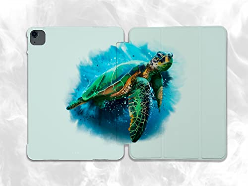 Kawaii Ocean Turtle Painted case Compatible with iPad Mini Air Pro 7.9 8.3 9.7 10.2 10.9 11 12.9 inch Pattern Cover New 2022 2021 Trifold Stand 3 4 5 6 7 8 9 Generation 144 (12.9 Pro 3/4/5 gen)