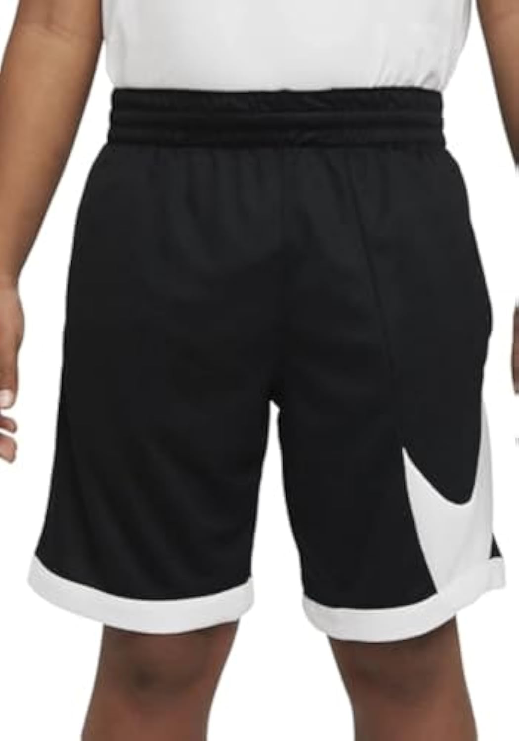 Nike Boy's Dri-FIT HBR Basketball Shorts (Little Kids/Big Kids) Black/White/White/White SM (7-8 Big Kid)