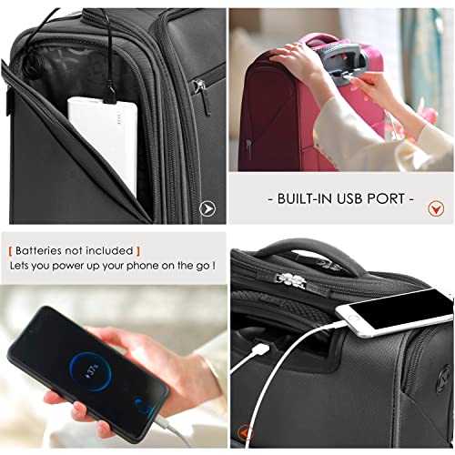 Verage Carry On Underseat Luggage with Wheels & USB Port, 16 Inch Wheeled Spinner Bag Carry-on Luggages for Airlines, Lightweight Suitcase Men Women, Pilots and Crew(16-Inch Rolling Underseat)