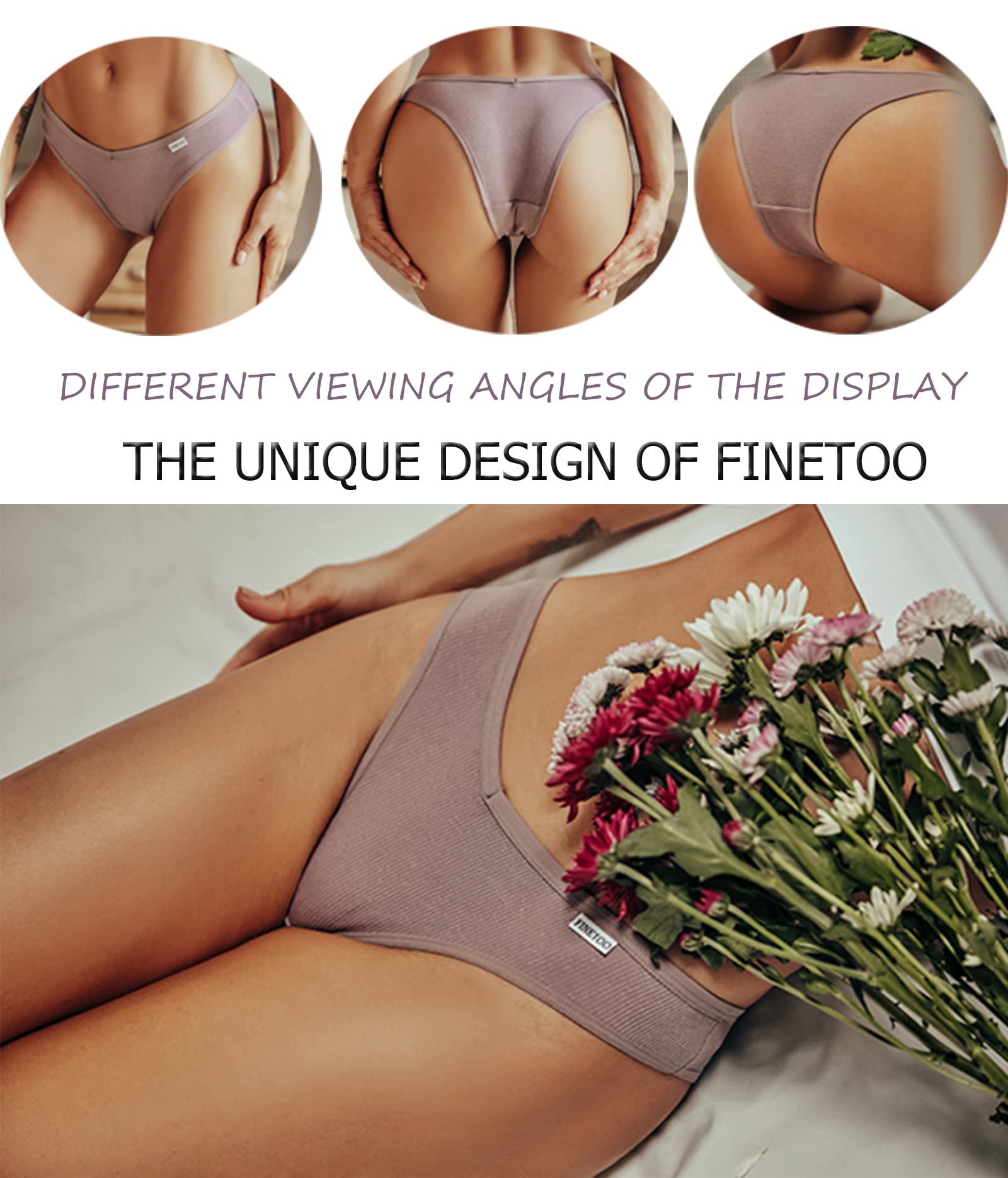 FINETOO 10 Pack Womens Cotton Underwear Sexy Stretch Bikini Panties Low Rise Hipster Ladies Soft V-Waist Cheeky(L)
