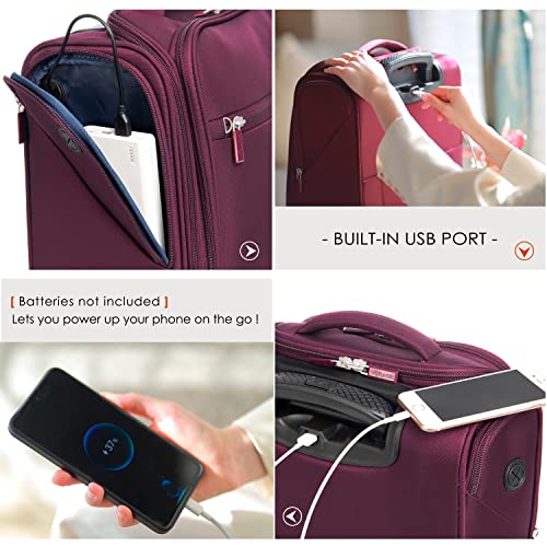 Verage Carry On Underseat Luggage with Wheels & USB Port, 16 Inch Wheeled Spinner Bag Carry-on Luggages for Airlines, Lightweight Suitcase Men Women, Pilots and Crew(16-Inch Rolling Underseat)