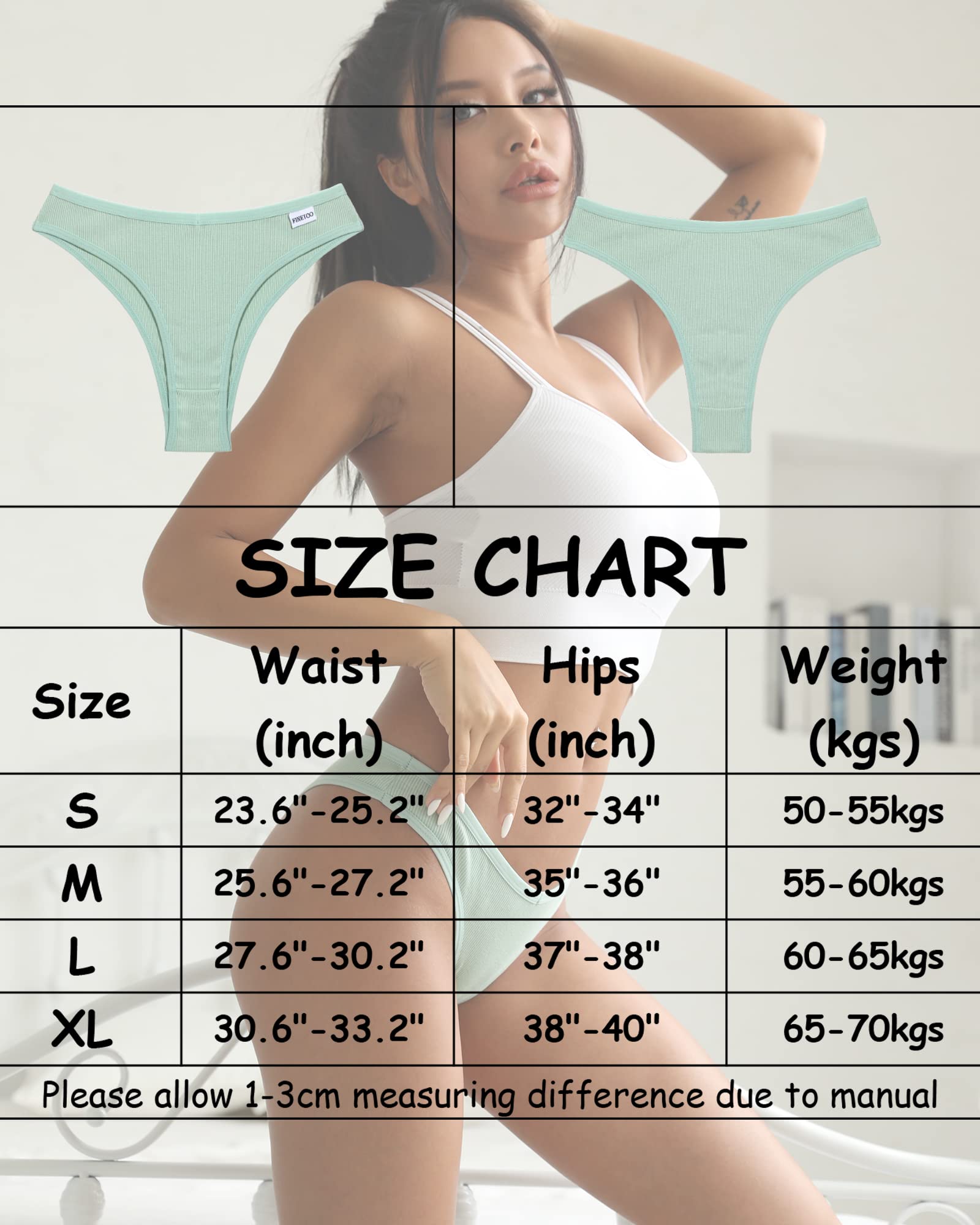 FINETOO 10 Pack Womens Cotton Underwear Sexy Stretch Bikini Panties Low Rise Hipster Ladies Soft V-Waist Cheeky(L)