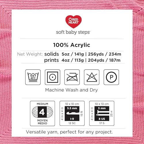 Red Heart Soft Baby Steps White Yarn - 3 Pack of 141g/5oz - Acrylic - 4 Medium (Worsted) - 256 Yards - Knitting, Crocheting & Crafts