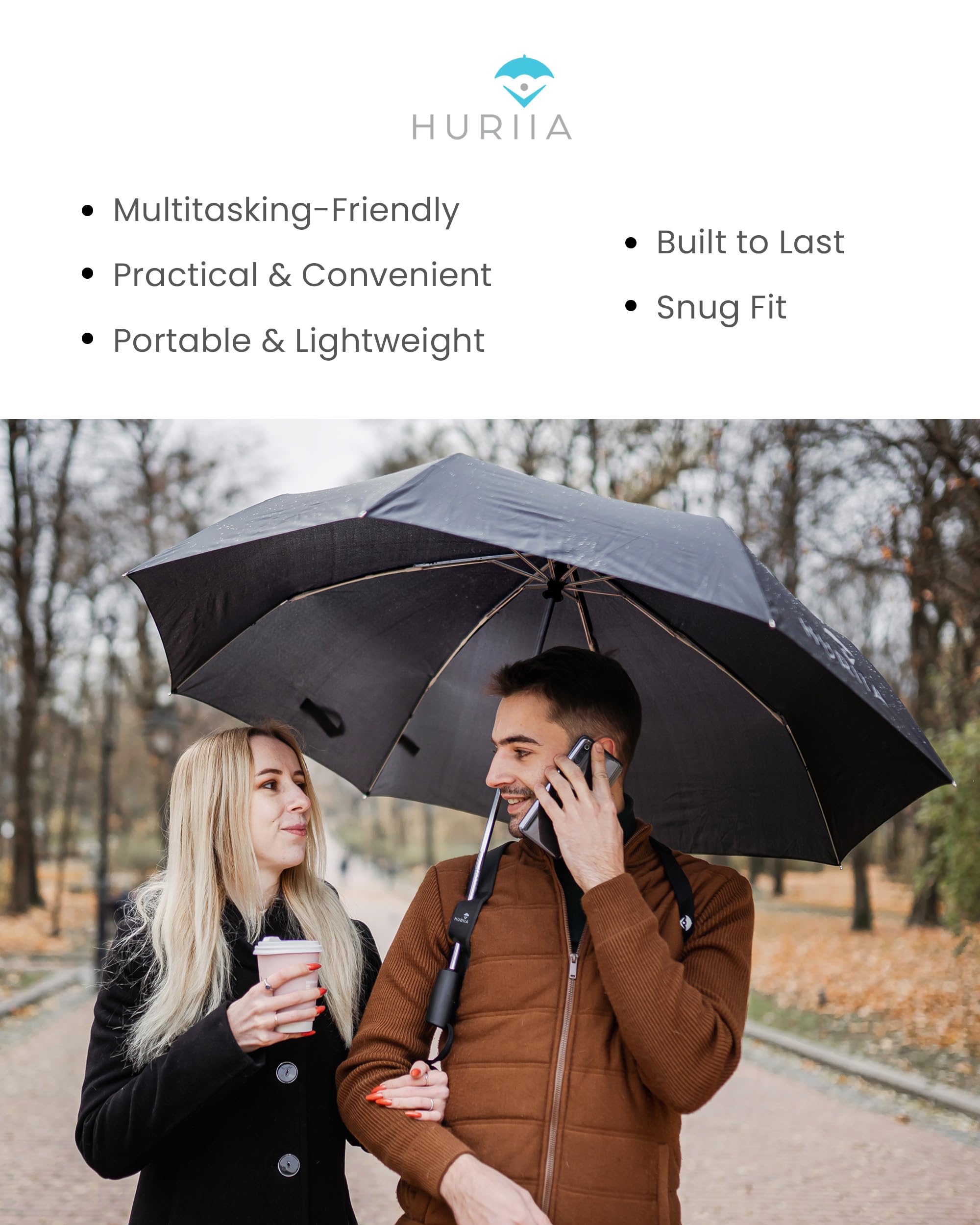 Huriia - Hands-Free Umbrella Holder, Wearable Portable Umbrella Strap, Fits Any 8-10mm Small Umbrella for Backpack Use, Essential Traveling Accessories for Daily Use