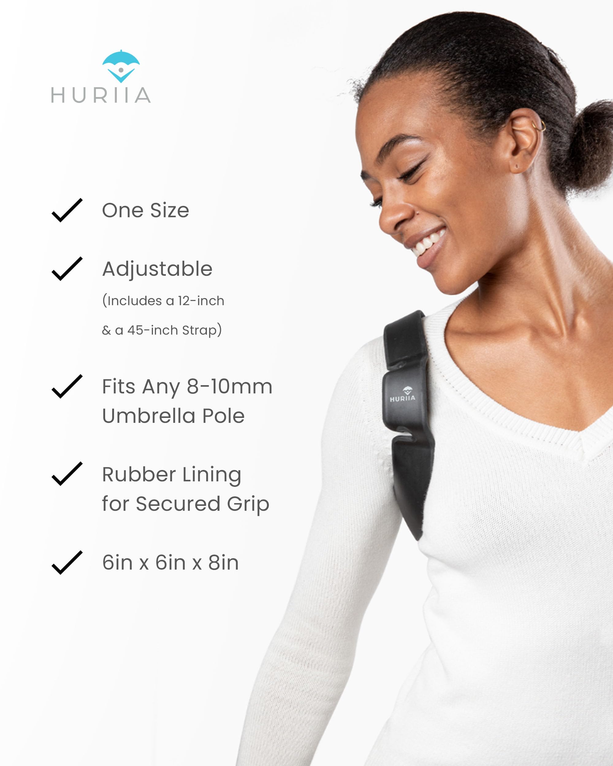 Huriia - Hands-Free Umbrella Holder, Wearable Portable Umbrella Strap, Fits Any 8-10mm Small Umbrella for Backpack Use, Essential Traveling Accessories for Daily Use