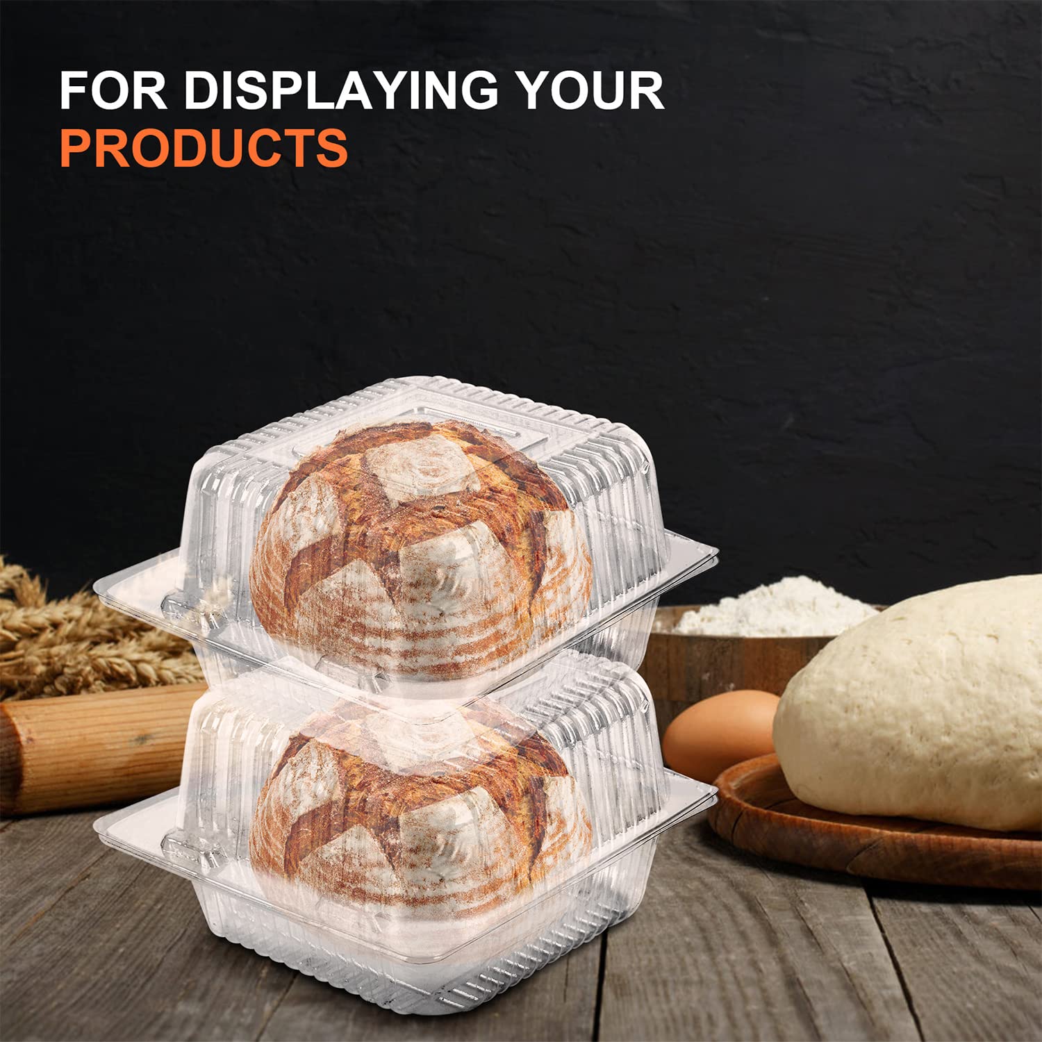 AQSXO 100 Pcs Clear Plastic Take out Containers,Disposable Clamshell Dessert Container with Lid, for Salads, Pasta, Sandwiches (5x4.7x2.8 in).