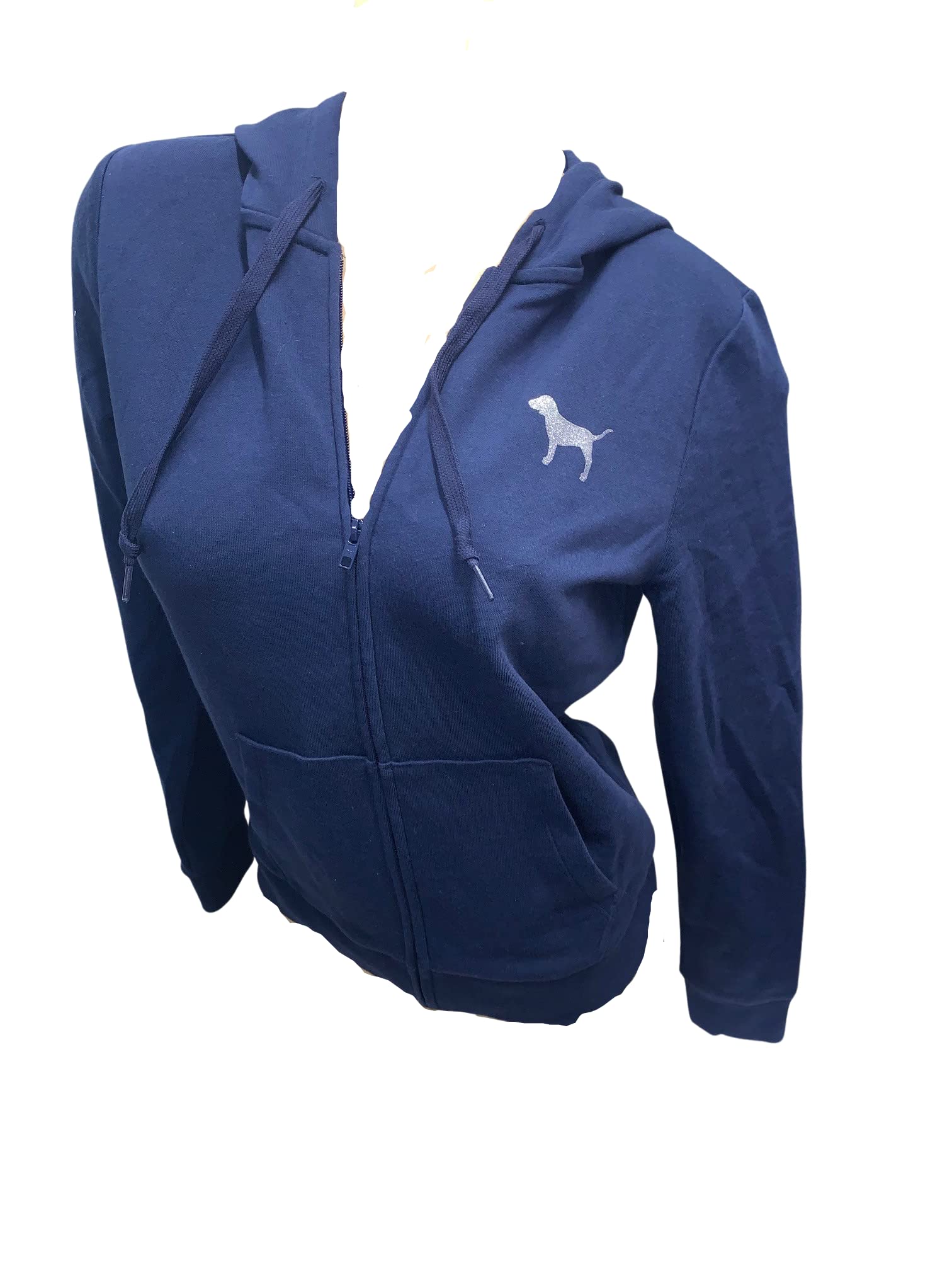 Victoria's Secret Pink Everyday Lounge Perfect Full Zip Hoodie Color Blue New (Small)
