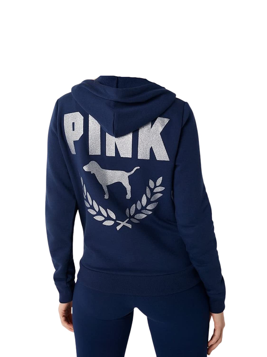 Victoria's Secret Pink Everyday Lounge Perfect Full Zip Hoodie Color Blue New (Small)