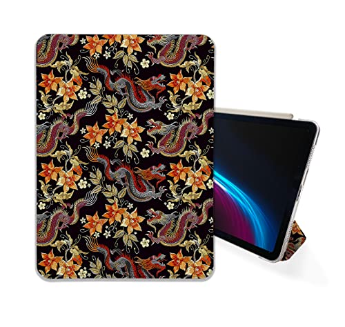 Cute Chinese Dragon Flowers case Compatible with iPad Mini Air Pro 7.9 8.3 9.7 10.2 10.9 11 12.9 inch Pattern Cover New 2022 2021 Trifold Stand 3 4 5 6 7 8 9 Generation 122 (8.3 Mini 6)