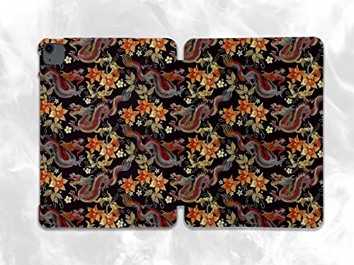Cute Chinese Dragon Flowers case Compatible with iPad Mini Air Pro 7.9 8.3 9.7 10.2 10.9 11 12.9 inch Pattern Cover New 2022 2021 Trifold Stand 3 4 5 6 7 8 9 Generation 122 (8.3 Mini 6)