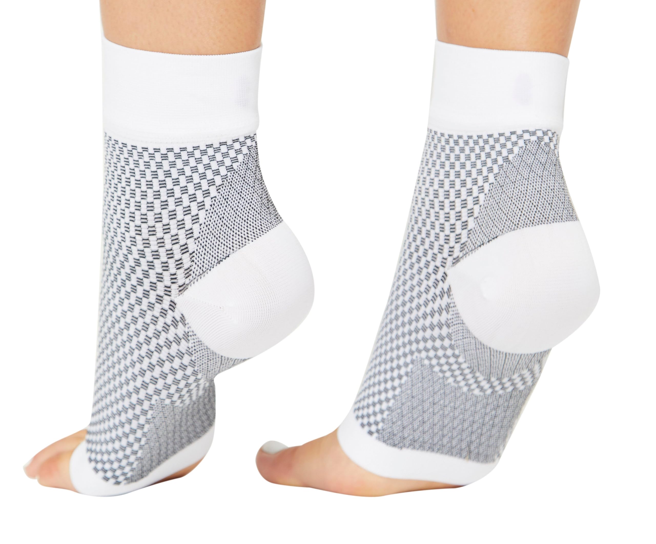 THEODORE MAGNUS Ankle Compression Sleeve - Plantar Fasciitis Braces with Foot Arch Support - Open Toe Compression Socks For Heel Spurs, Foot Swelling, Fatigue & Sprain - CS1-White-L