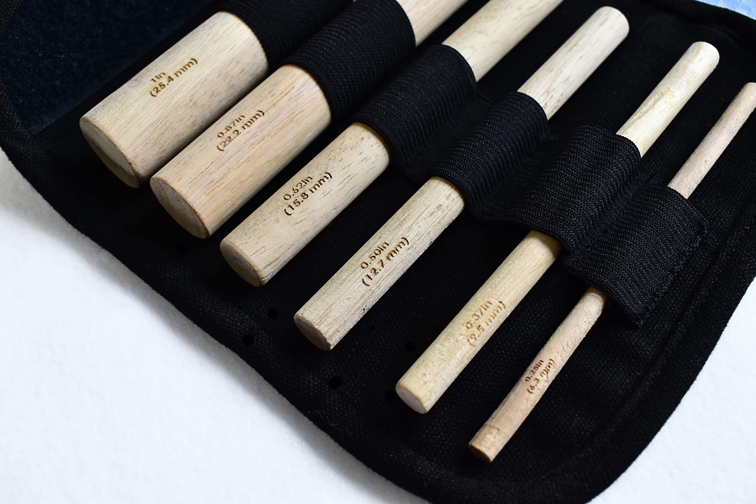 Artistic Wire Wooden Mandrel Set Jewelry Making Kit - 6 Sizes from 1/4"-1" Dowels in Convenient Storage Case, Bracelet Jig, Ring Making & Wire Wrapping for Viking Knit Bracelet Projects