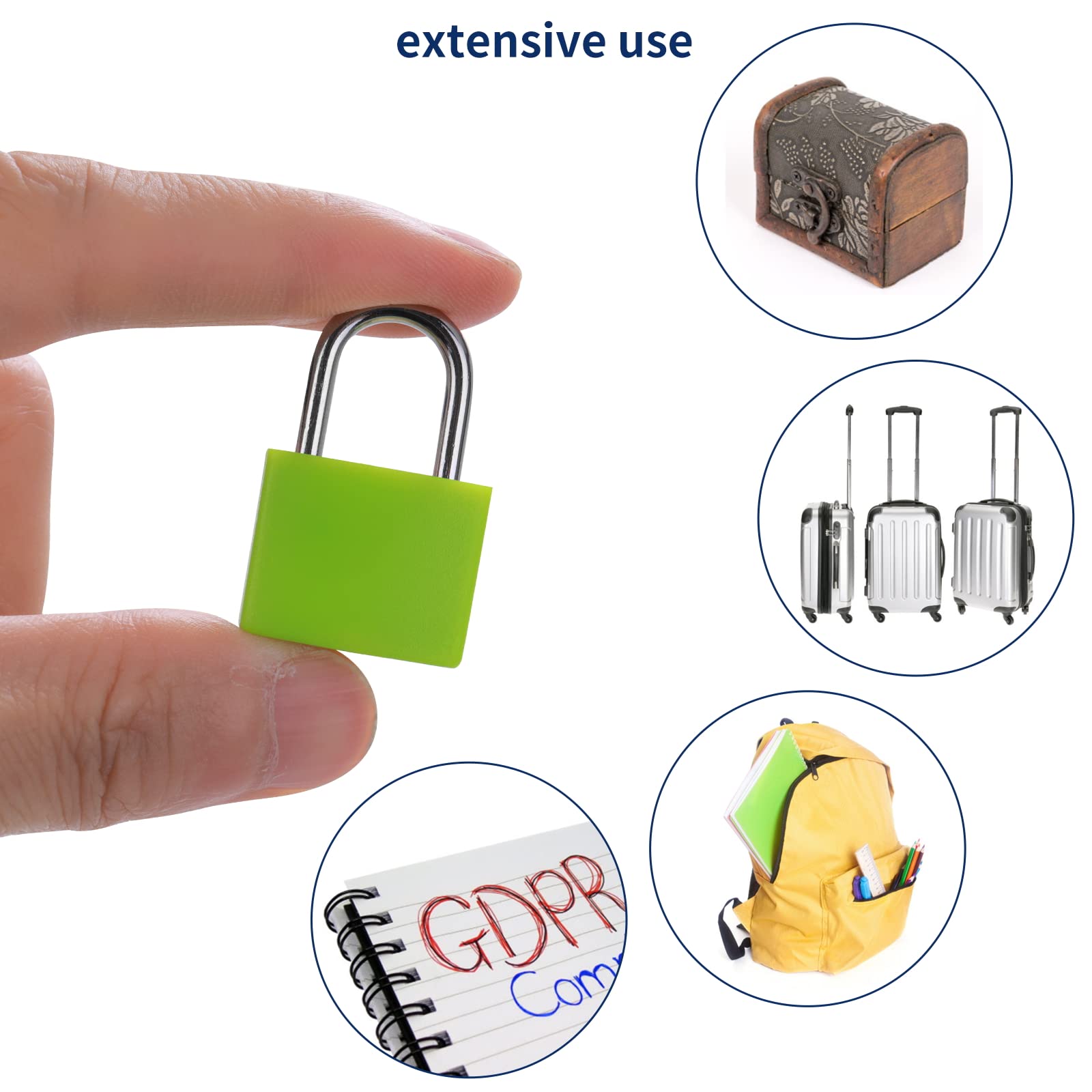 Prasacco 4pcs Suitcase Locks with Keys,Padlock with Keys ABS Plastic Covered Copper Luggage Locks Small lock for Home School Classroom Matching Game
