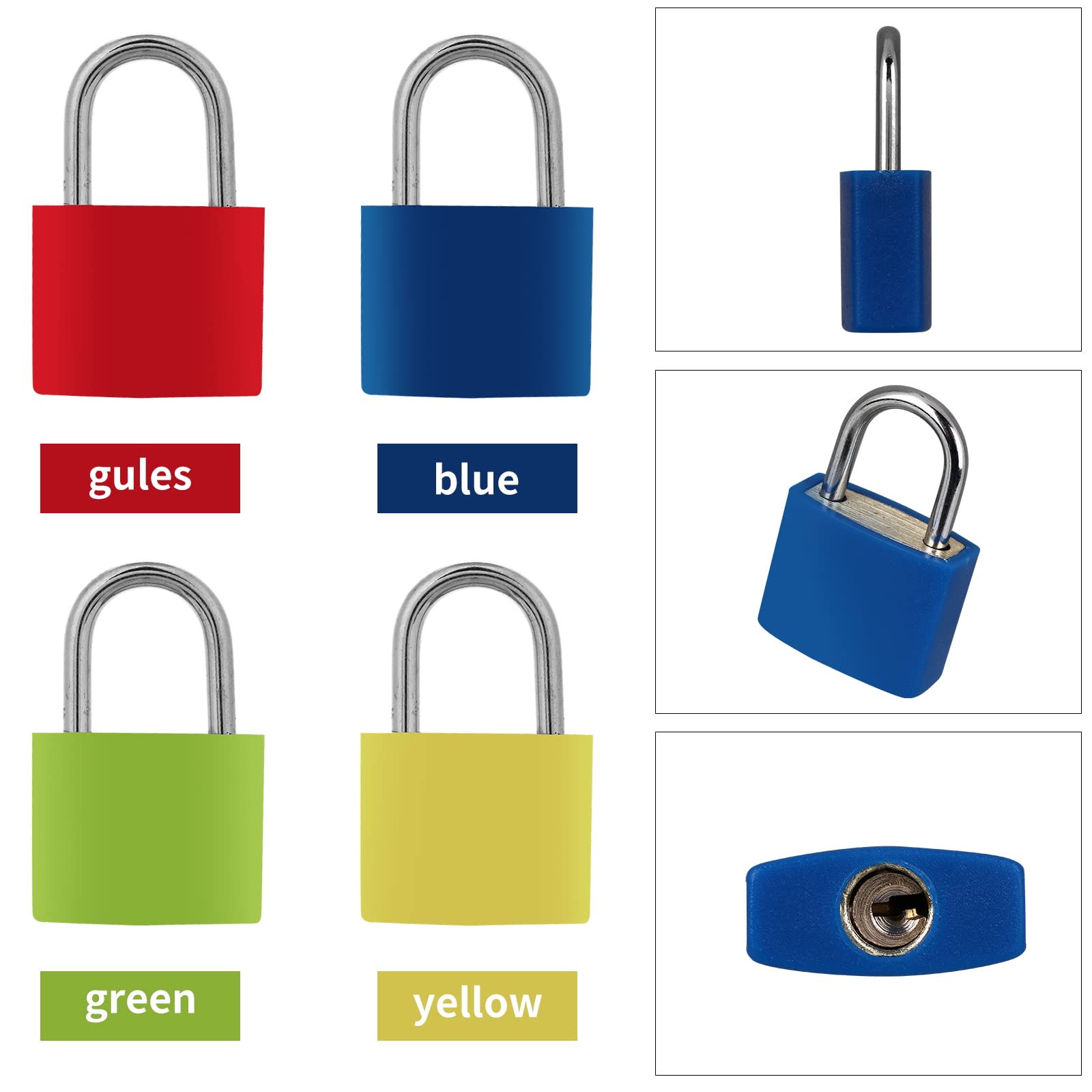 Prasacco 4pcs Suitcase Locks with Keys,Padlock with Keys ABS Plastic Covered Copper Luggage Locks Small lock for Home School Classroom Matching Game