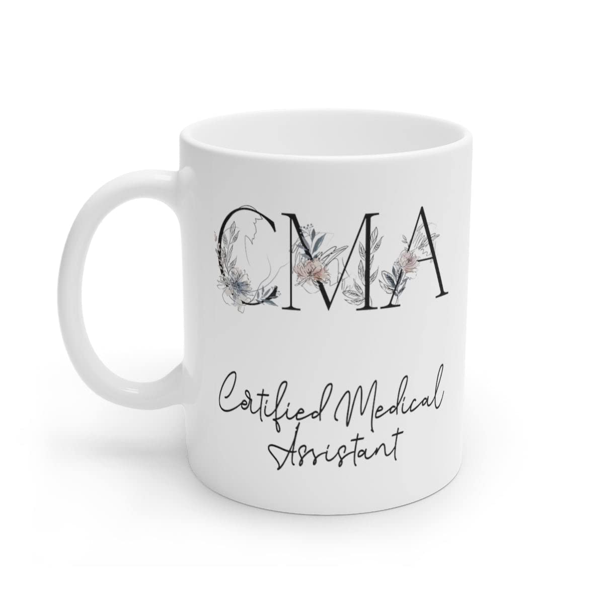PaulDesignGifts Certified Medical Assistant Mug - Cma Gifts Alphabet Letter Monogram Flower Coffee For Gift Graduation Cup Birthday Christmas 11oz, White