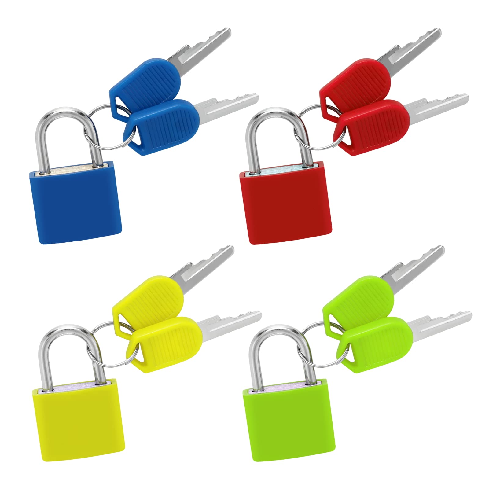 Prasacco 4pcs Suitcase Locks with Keys,Padlock with Keys ABS Plastic Covered Copper Luggage Locks Small lock for Home School Classroom Matching Game