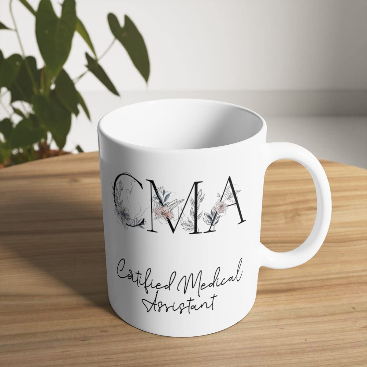 PaulDesignGifts Certified Medical Assistant Mug - Cma Gifts Alphabet Letter Monogram Flower Coffee For Gift Graduation Cup Birthday Christmas 11oz, White