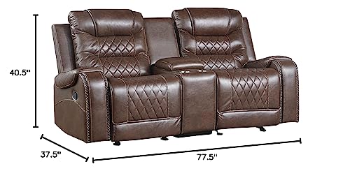 Lexicon Derringer Wall Hugger Manual Double Glider Reclining Loveseat, Brown