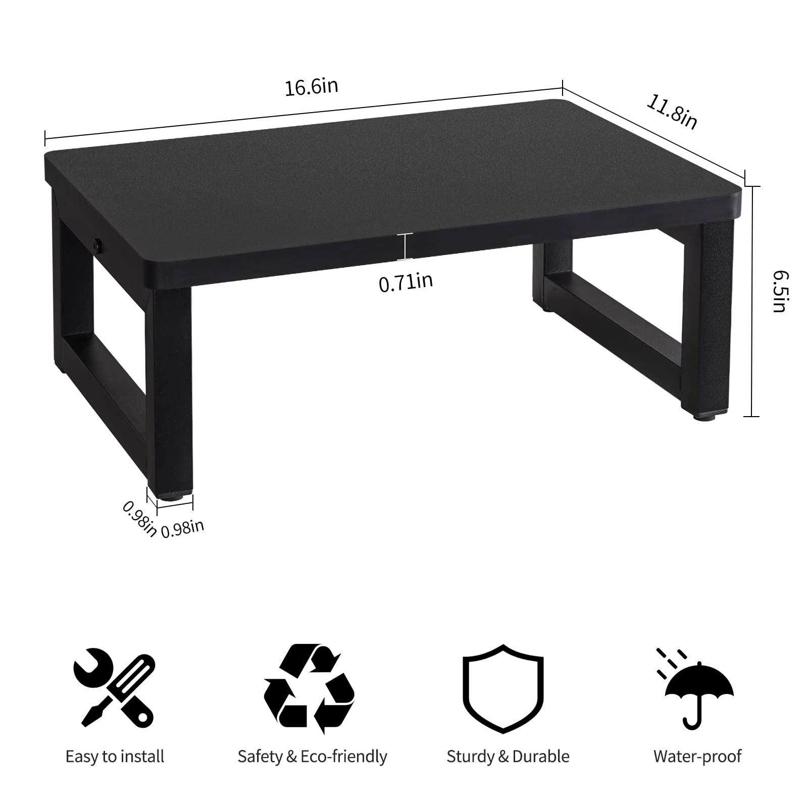 Snughome Wooden Step Stools for Adults Kids, Solid Portable Wooden Bedside Step Stool Adults Hold Up to 350 lb, One Step Foot Stool for Kitchen, Bedroom, Living Room, Bathroom - Self-Assembly(Black)