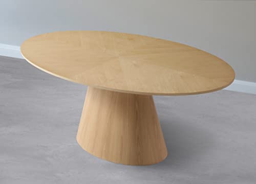 Meridian Furniture 846-T Gavin Collection Mid Century Oval White Oak Wood Dining Table, 72" W x 43.5" D x 30" H
