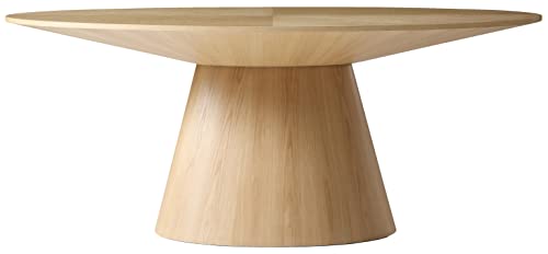 Meridian Furniture 846-T Gavin Collection Mid Century Oval White Oak Wood Dining Table, 72" W x 43.5" D x 30" H