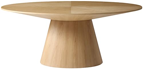 Meridian Furniture 846-T Gavin Collection Mid Century Oval White Oak Wood Dining Table, 72" W x 43.5" D x 30" H