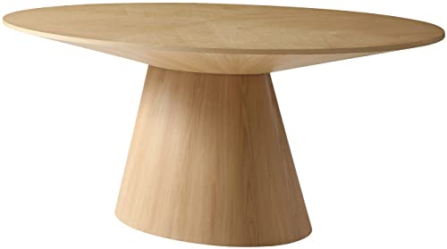 Meridian Furniture 846-T Gavin Collection Mid Century Oval White Oak Wood Dining Table, 72" W x 43.5" D x 30" H