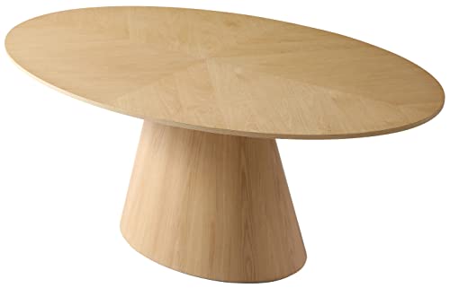 Meridian Furniture 846-T Gavin Collection Mid Century Oval White Oak Wood Dining Table, 72" W x 43.5" D x 30" H