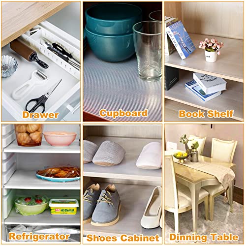12 INCHES x 20 FEET Non-Slip Shelf Liner, Pack of 2, EVA Kitchen Liner, Non-Adhesive Liner, Original Smooth Shelf Liner, Durable Strong Grip Liner, Stain-Proof Shelf, Drawer, Cabinet Liner