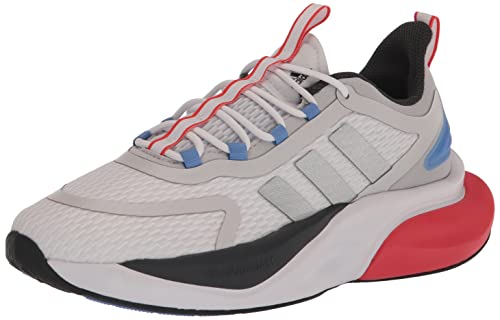 adidas Men's Alphabounce+ Running Shoe, White/Silver Metallic/Blue Fusion, 9