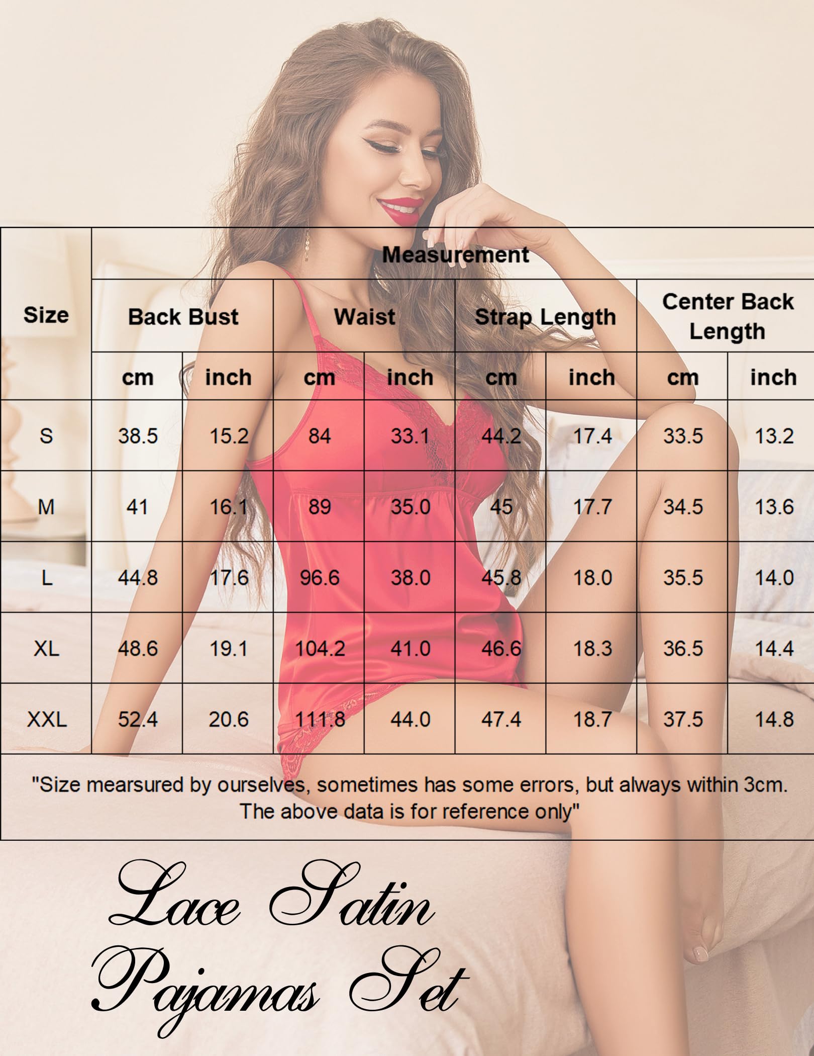 Avidlove Satin Pajamas Women's Cami Sleepwear Soft Silk Loungewear Pjs Shorts Set Red Medium