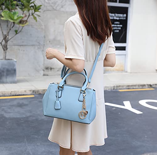MKF Collection Satchel Bag for Women’s Crossbody Handbag Vegan Leather Top-Handle, Wristlet Wallet Purse Set Tan