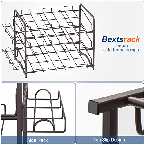 Bextsrack Can Rack Organizer, Stackable Pantry Organizer Can Storage Dispenser Holds up to 42 Cans for Kitchen Cabinet or Counter-Top, Bronze